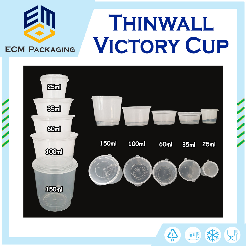Jual Thinwall Victory Cup / Food Container 25ml 35ml 60ml 100ml 150ml ...