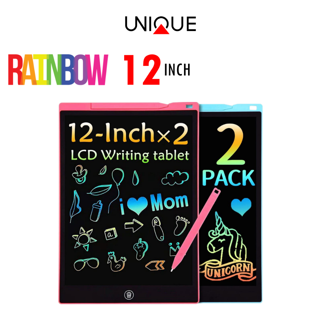 Jual UNIQUE 12 INCH RAINBOW LCD DRAWING TABLET PAPAN TULIS ANAK ...