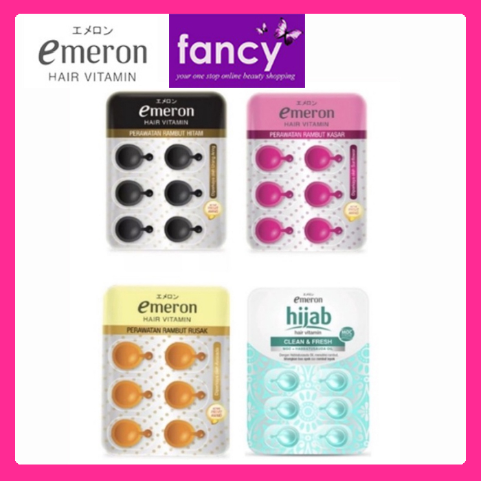 Jual EMERON Hair Vitamin Blister Isi 6 PCS Damage / Hijab Fresh / Soft ...
