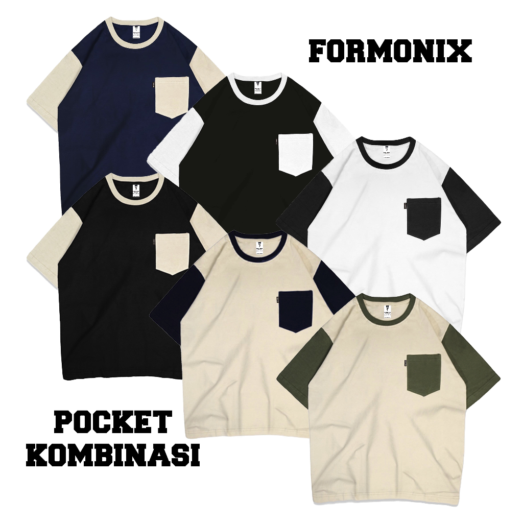 Jual FORMONIX Kaos Pocket Kombinasi Lengan 24s I T-shirt 24s | Shopee ...