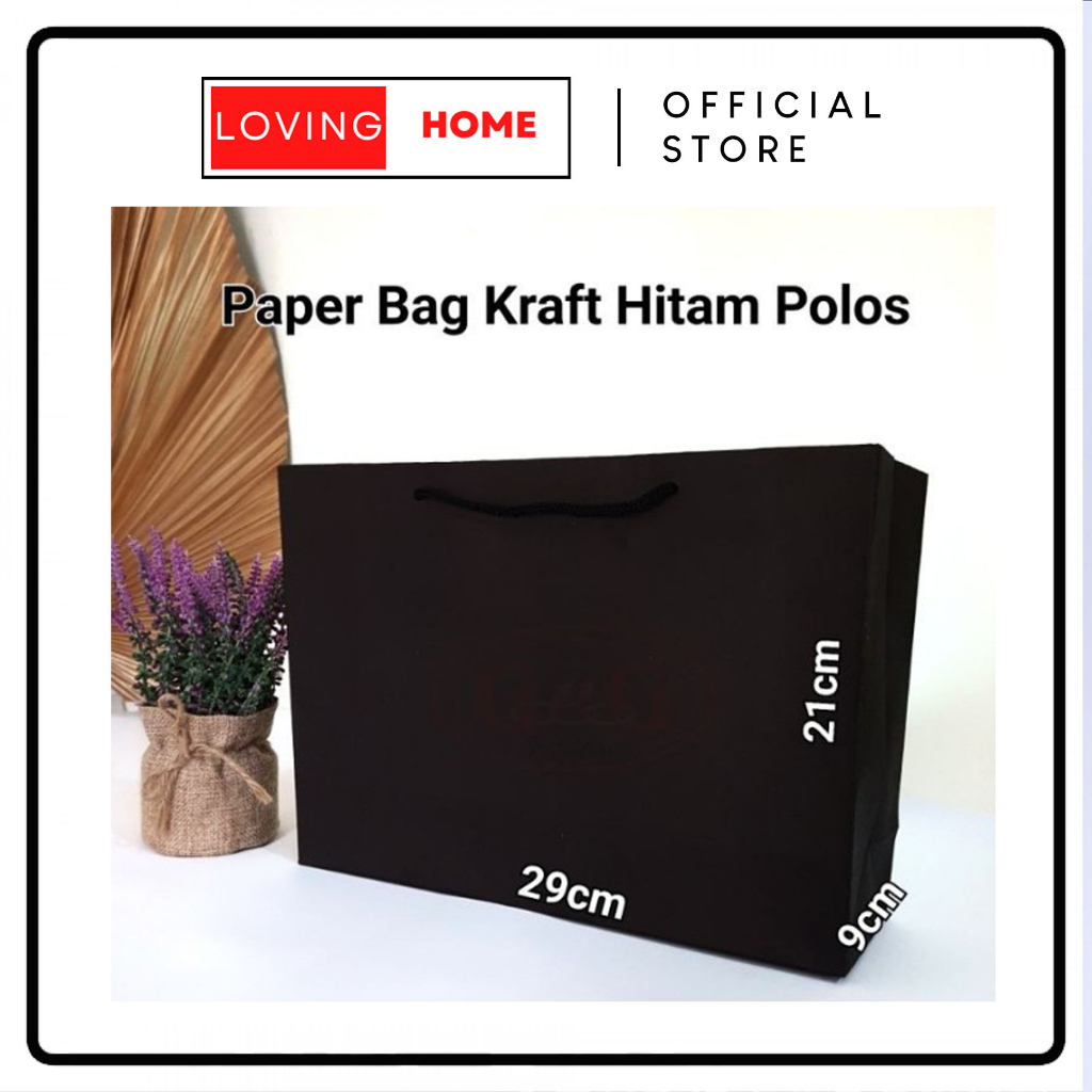 Jual LOVING HOME - Paper Bag Hitam Black Kantong Goodie Bag Craft Hitam ...