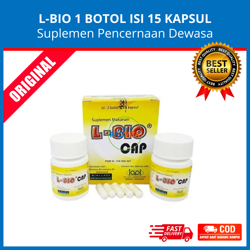Jual L-BIO KAPSUL 1 BOTOL ISI 15 KAPSUL - Suplemen Pencernaan Dewasa ...