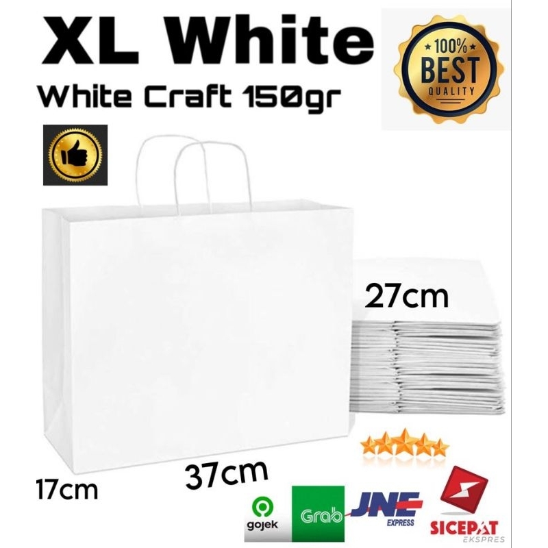 Jual PAPERBAG PUTIH POLOS UK 37X17X27 / TAS KERTAS PUTIH POLOS ...
