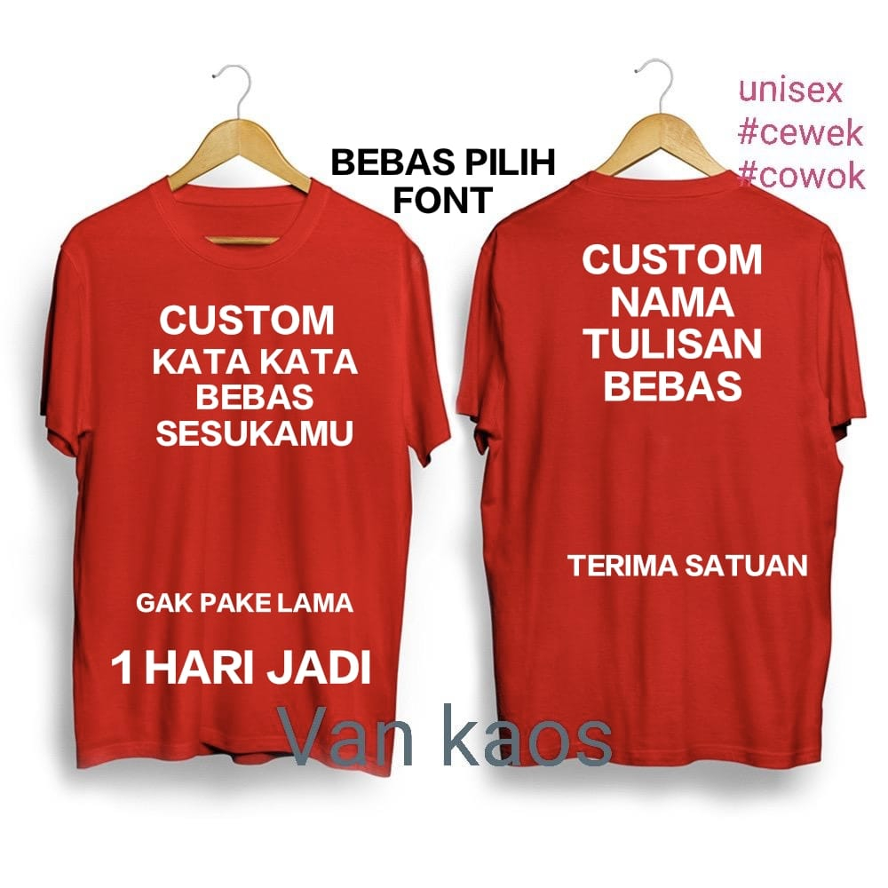 Jual VN SHOP - KAOS desain KATA / DESIGN NAMA DAN KATA SESUKA HATI ...