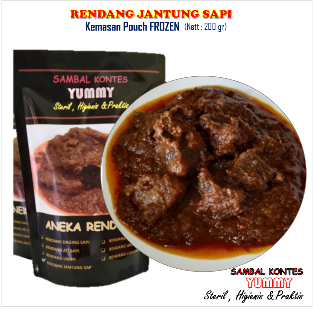 Jual Rendang Jantung Sapi 200 gr Frozen Sambal kontes Yummy Enak dan ...