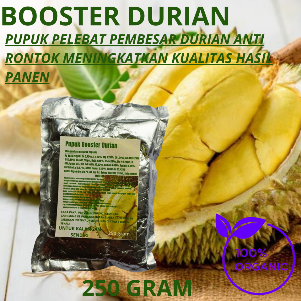 Jual MO Pupuk Booster Durian 250 GR Pelebat Buah dan Anti Rontok /Pupuk Durian Agar Cepat ...
