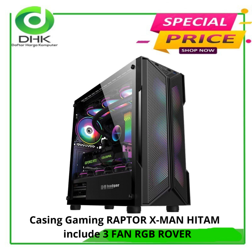 Jual Casing Gaming RAPTOR X-MAN - include 3 FAN RGB ROVER | Shopee ...