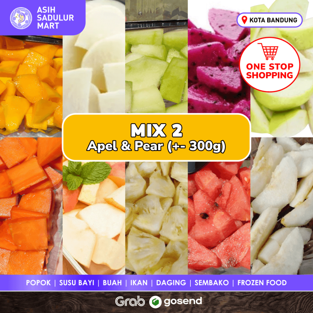 Jual Aneka Buah Potong +- 300gr dan Rujak Bandung Promo (Mangga, Buah ...
