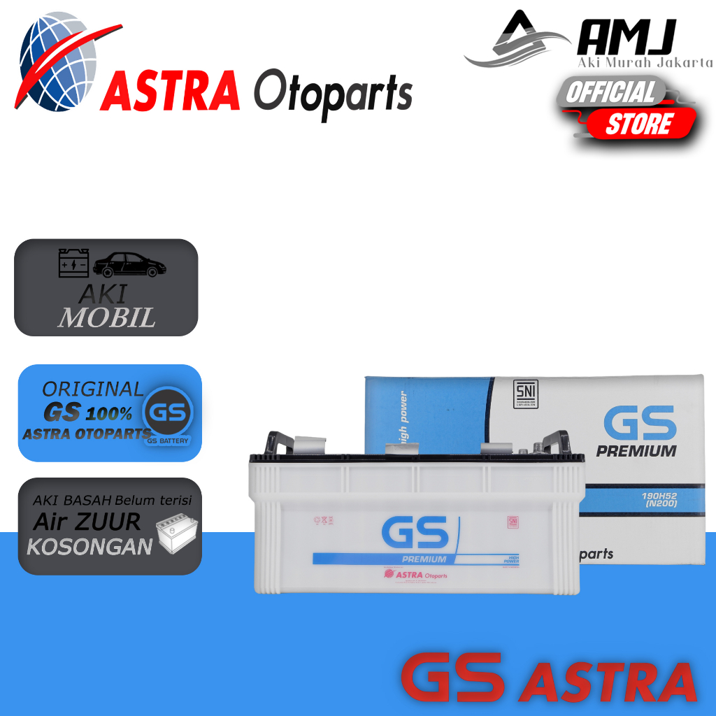 Jual AKI FORKLIFT GS PREMIUM ASTRA N200 / 190H52 Aki Basah 12V / 200Ah | Shopee Indonesia