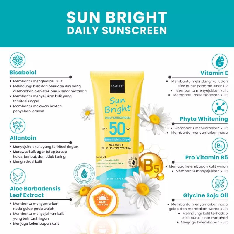 Jual Sunscreen kuning sun bright 50ml scarlett whitening ORIGINAL ...