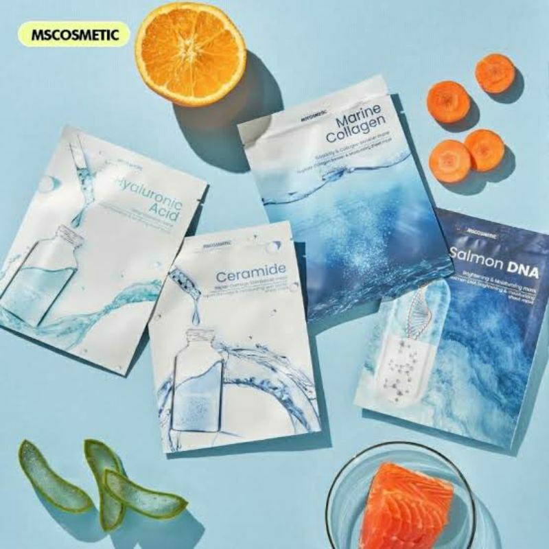Jual MS GLOW - 1 Box Sheet Mask Hyaluronic Acid, Salmon DNA, Marine ...