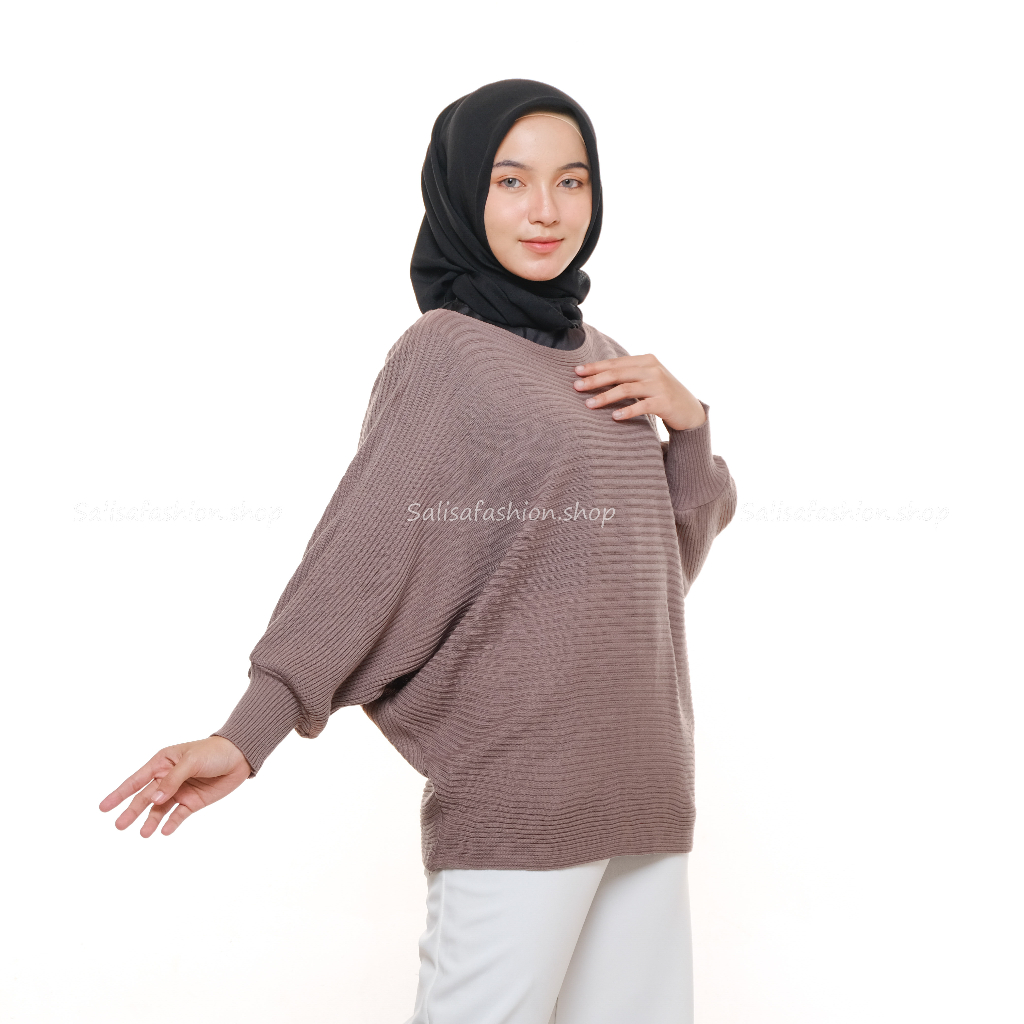 Jual Baju Rajut Wanita Blouse Batwing Jumbo Premium | Shopee Indonesia