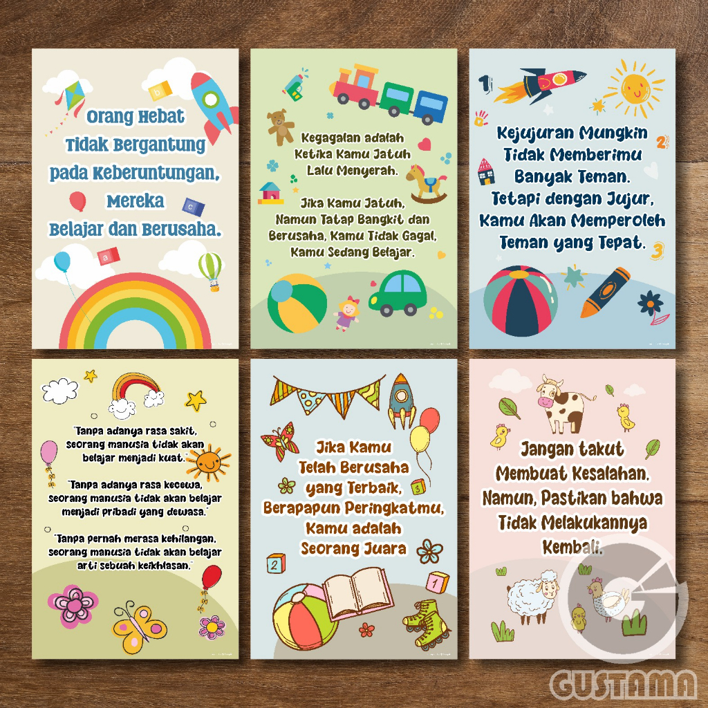 Jual Poster Motivasi Anak, Quotes Kata Bijak Part 3 Laminasi A3 ...