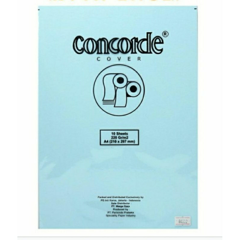 Jual Kertas Concorde 220 Gr A4 (80232) - L. Sky Blue (Pak Isi 10 Lembar ...