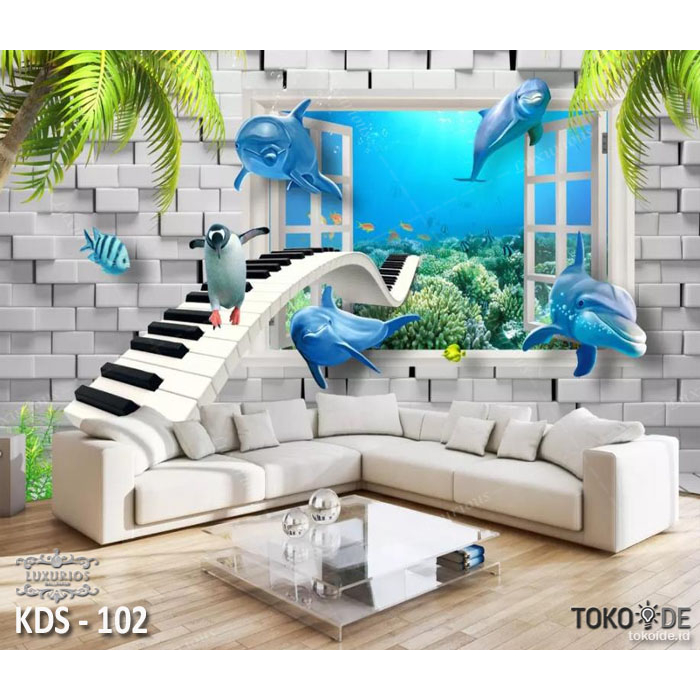 Jual Wallpaper Custom 3D Dinding Bawah Laut Stiker Ikan Nemo Sticker ...