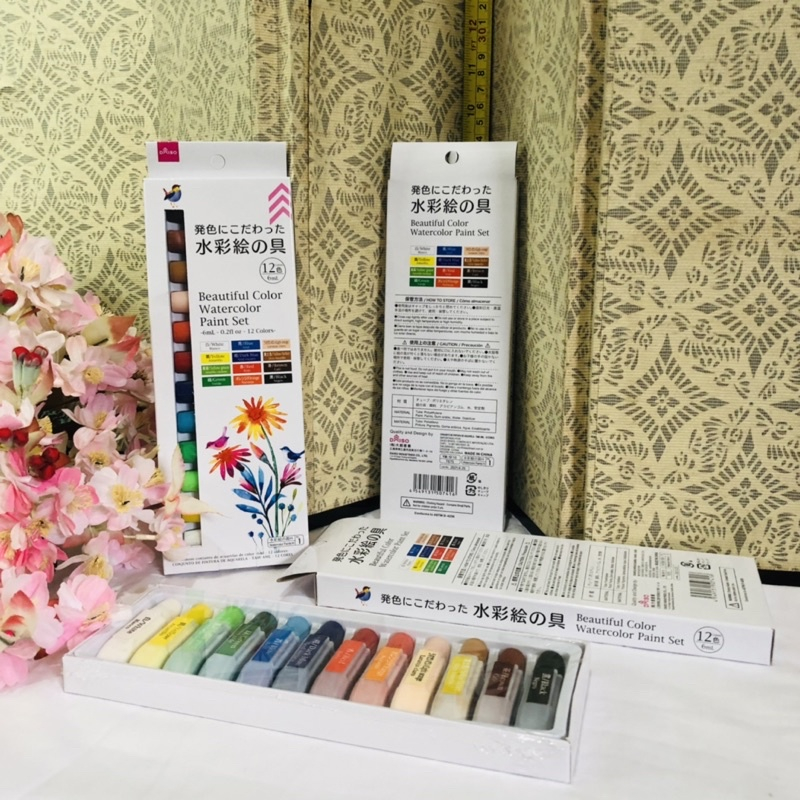 Jual Daiso Beautiful Color Watercolor Paint Set (12 Colors & 6 ML ...