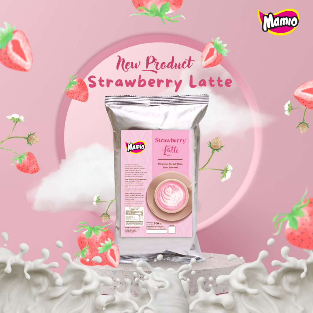 Jual Mamio Rasa Strawberry Latte / Minuman Serbuk Strawberry Kemasan ...