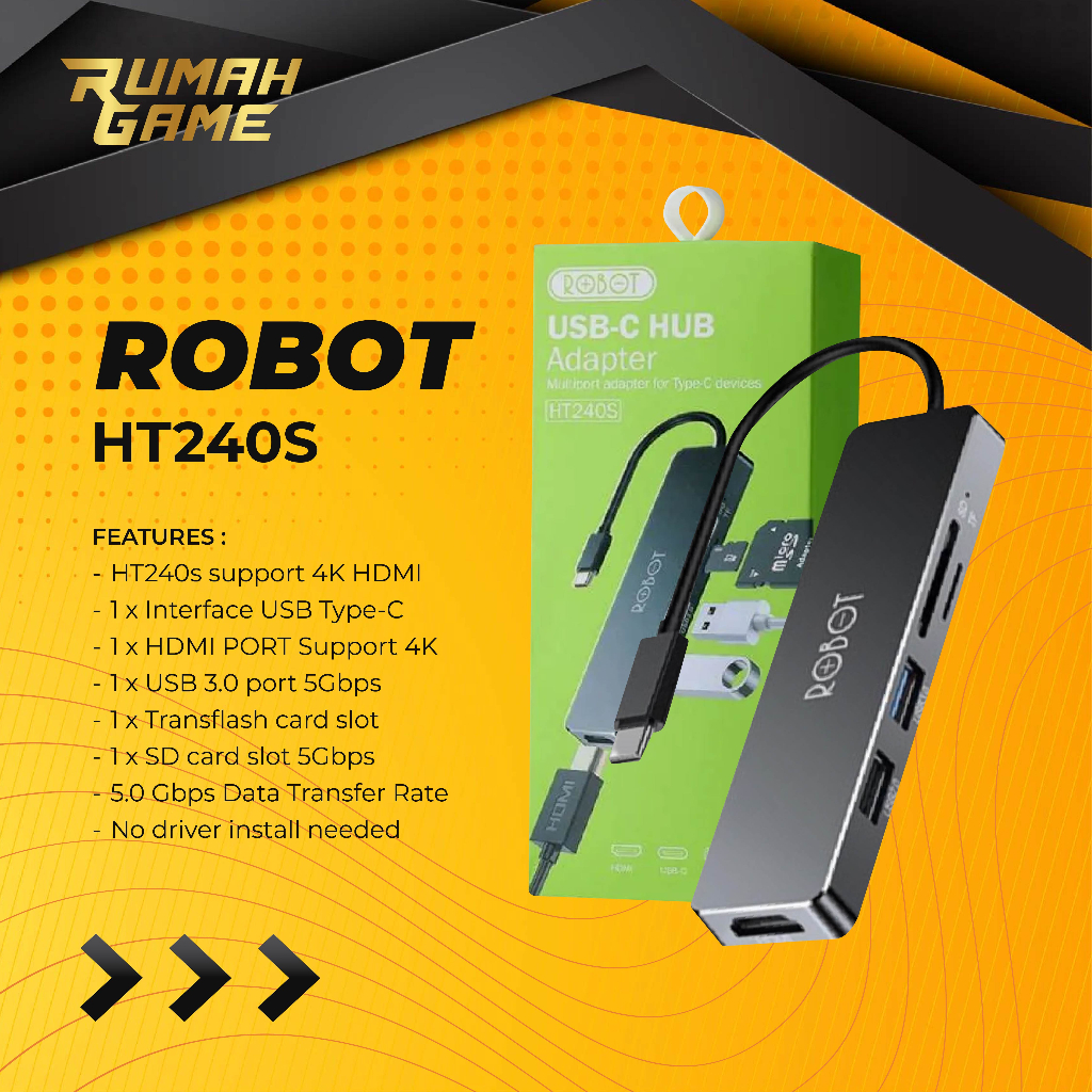 Jual ROBOT HT240S USB-C HUB 5in1 / Type-C USB HUB Card Reader 4K HDMI ... Jual ROBOT HT240S USB-C HUB 5in1 / Type-C USB HUB Card Reader 4K HDMI ...