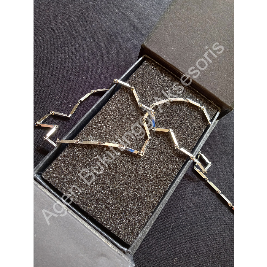 Jual Rantai Kalung Bulat Rantai Besi Putih Titanium Asli Wanita Pria ...