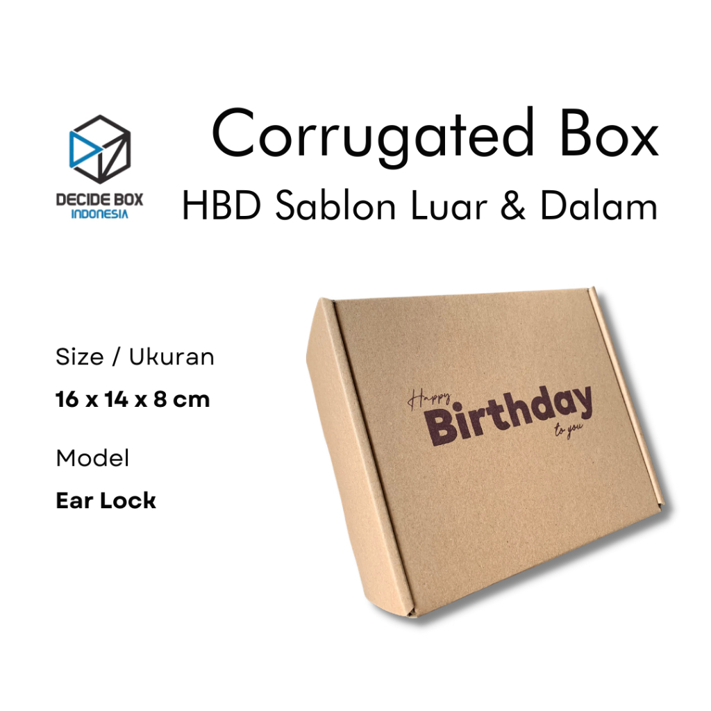 Jual Decide Box Indonesia - Kardus / Corrugated Box Ear Lock Die Cut Model Happy Birthday In ...