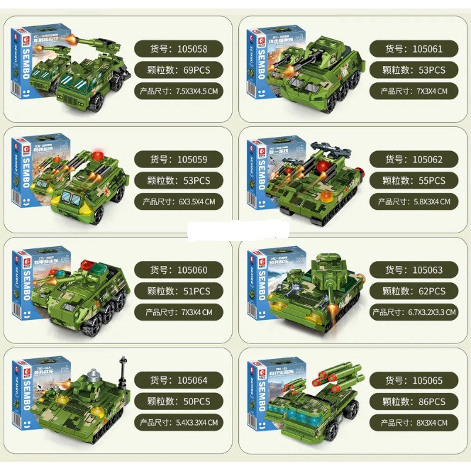Jual Mainan Brick Sembo 105058-105065 8in1 Alat Perang Tank Miniatur ...
