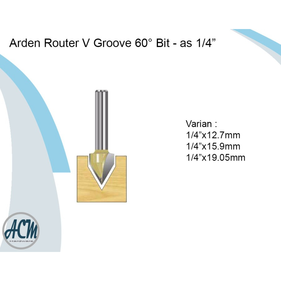 Jual Arden Router V Groove 60º Bit - Mata Profil Kayu ( As 1/4 ...