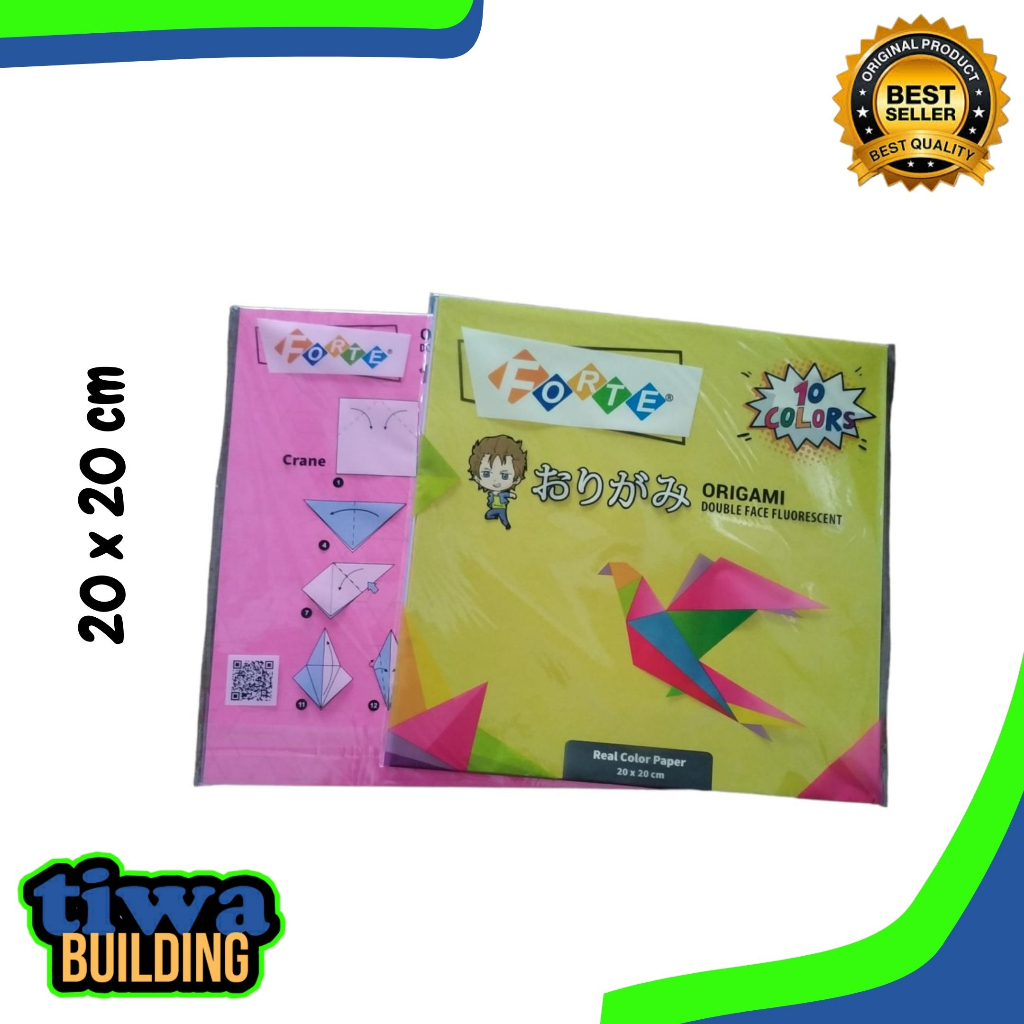 Jual KERTAS ORIGAMI FORTE / KERTAS LIPAT 10 WARNA BERBAGAI UKURAN ...