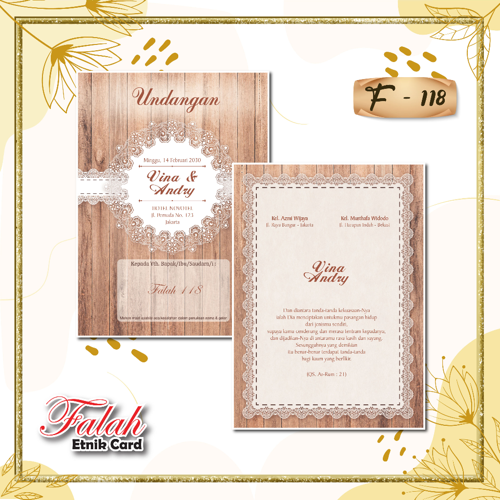 Jual Blanko Undangan Pernikahan Falah code F 118 wedding simple murah ...