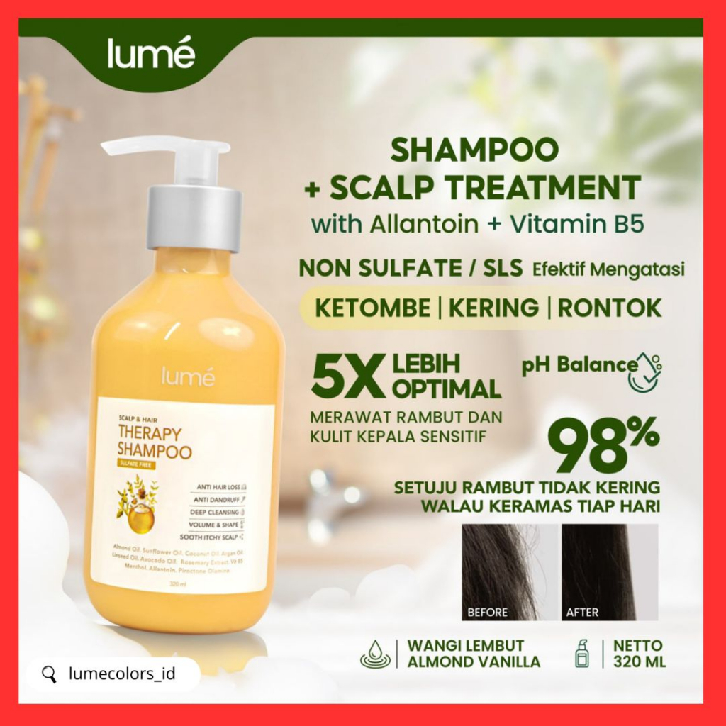 Jual LUME SCALP HAIR THERAPY SHAMPOO NON SULFAT SLS Shampoo ANTI RONTOK ...