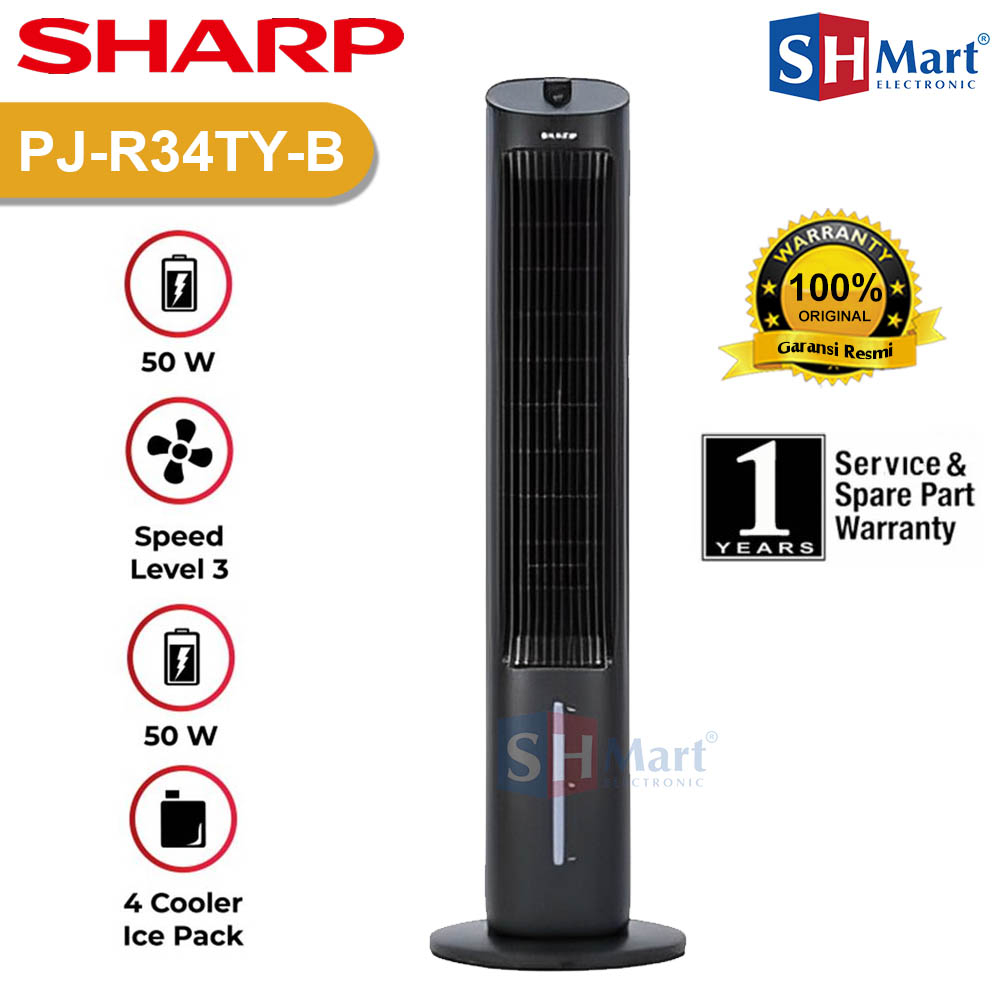 Jual AIR COOLER SHARP TOWER PJ-R34TY-B / PJR34TYB KAPASITAS 4 LITER ...