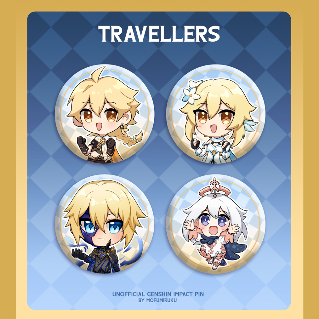 Jual Genshin Impact Pin Traveller - Aether | Lumine | Dainsleif ...