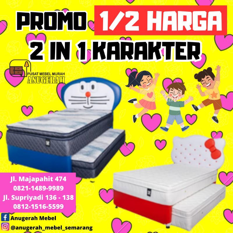 Jual PROMO SPRING BED 2 IN 1 KARAKTER 1/2 SETENGAH HARGA | Shopee Indonesia