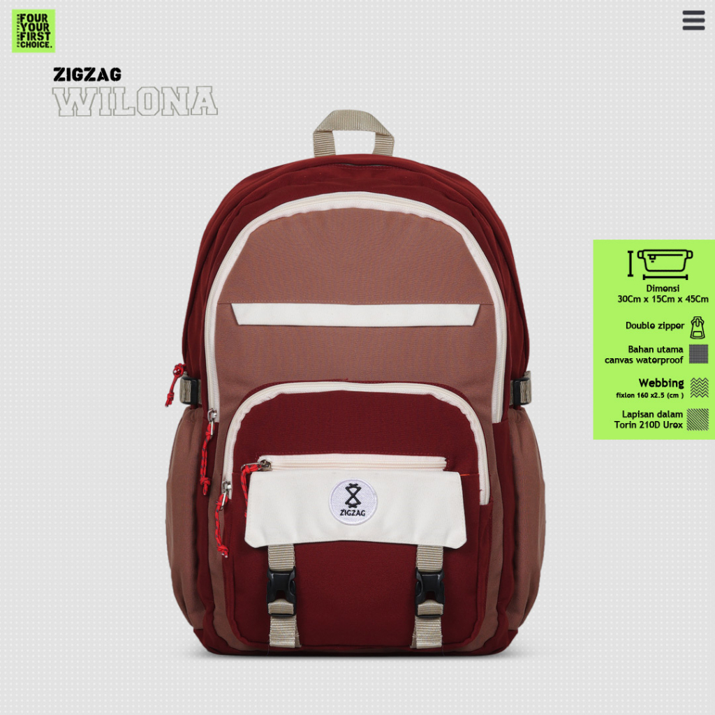 Jual Tas Ransel Kanvas Zigzag Wilona - Tas Premium Waterproof | Shopee ...