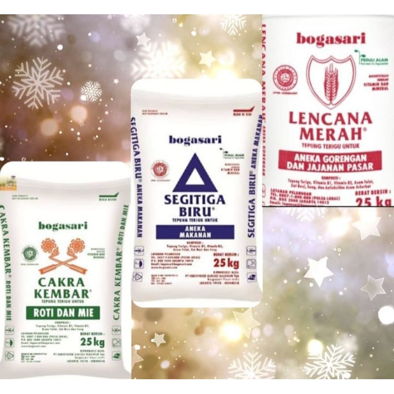 Jual TEPUNG BOGASARI CAKRA, SEGITIGA BIRU, LENCANA MERAH 500 GR ...