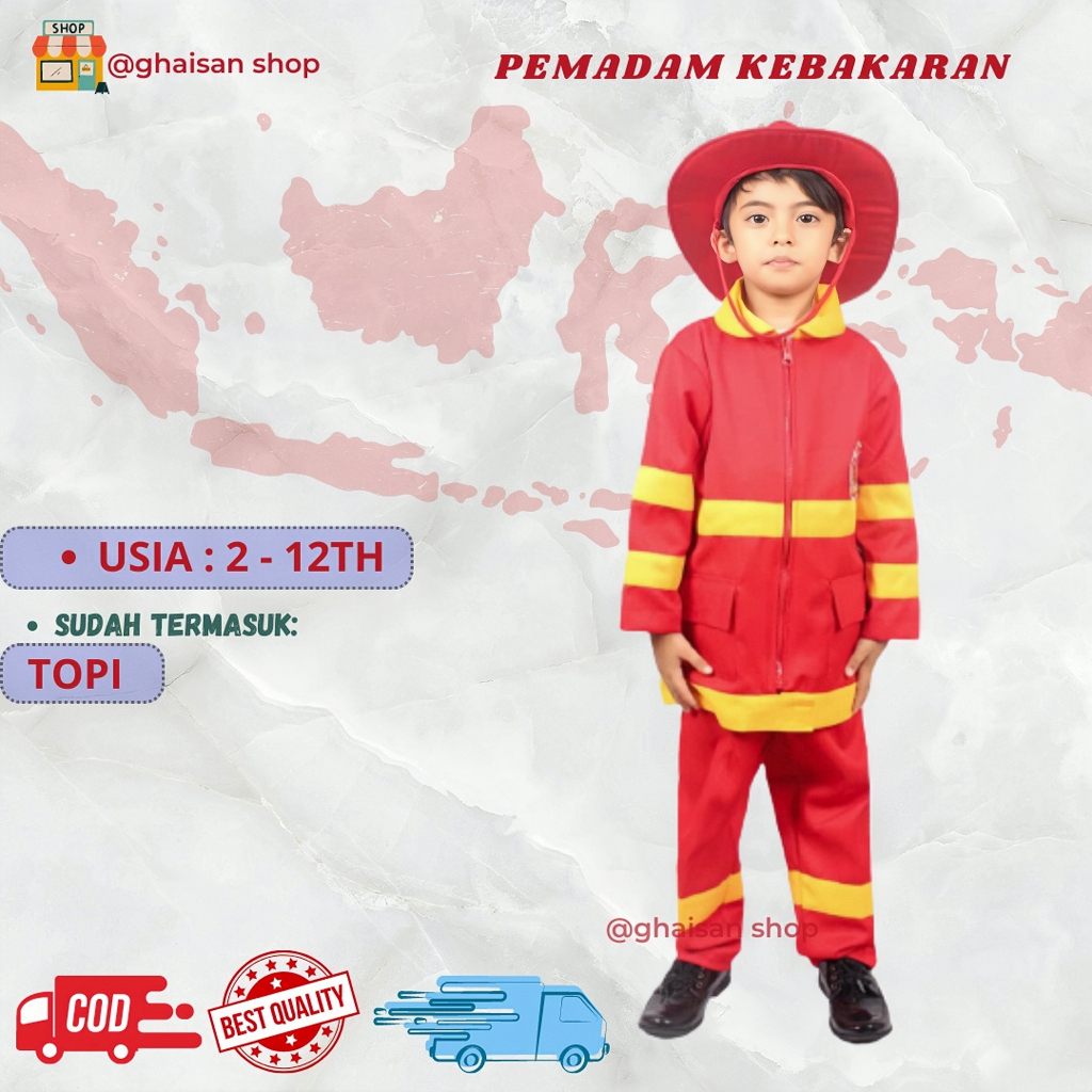 Jual baju profesi pemadam kebakaran anak pakaian anak-anak seragam ...