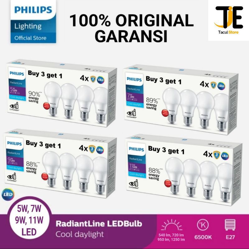 Jual Lampu Philips RadiantLine Multipack LEDBulb 5W 7W 9W 11W Paket ...