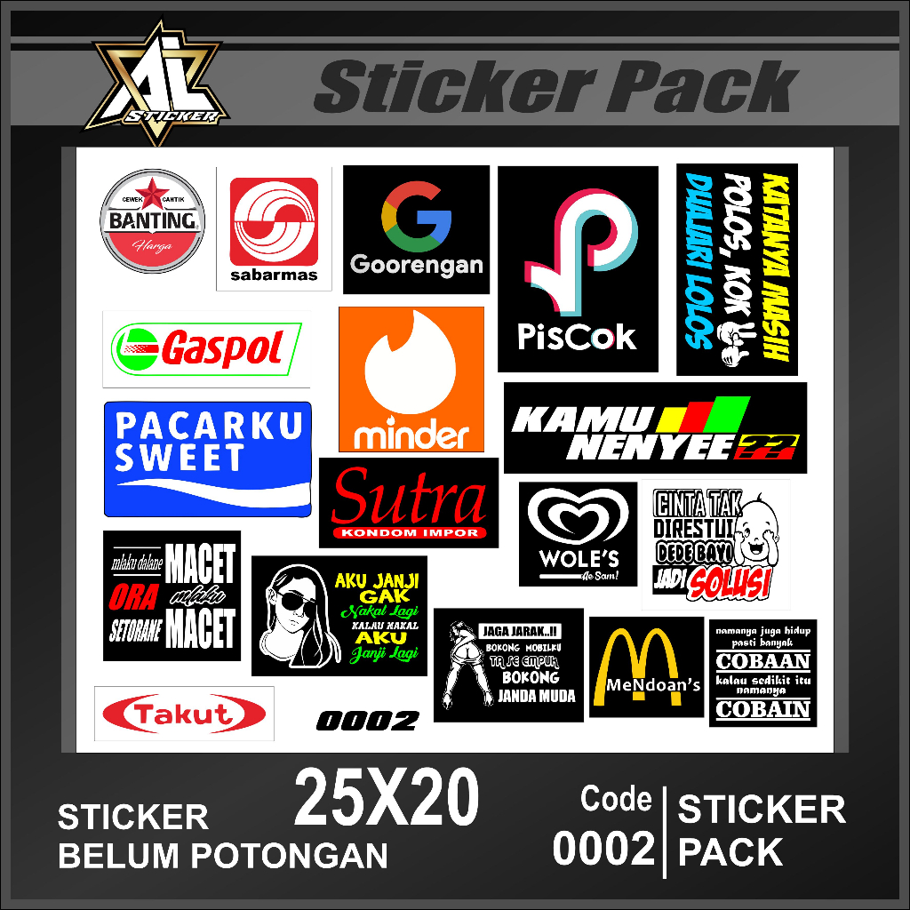 Jual SP 0002 ALIN STICKER PACK PLESETAN LOGO NYELENEH UNIK | Shopee ...