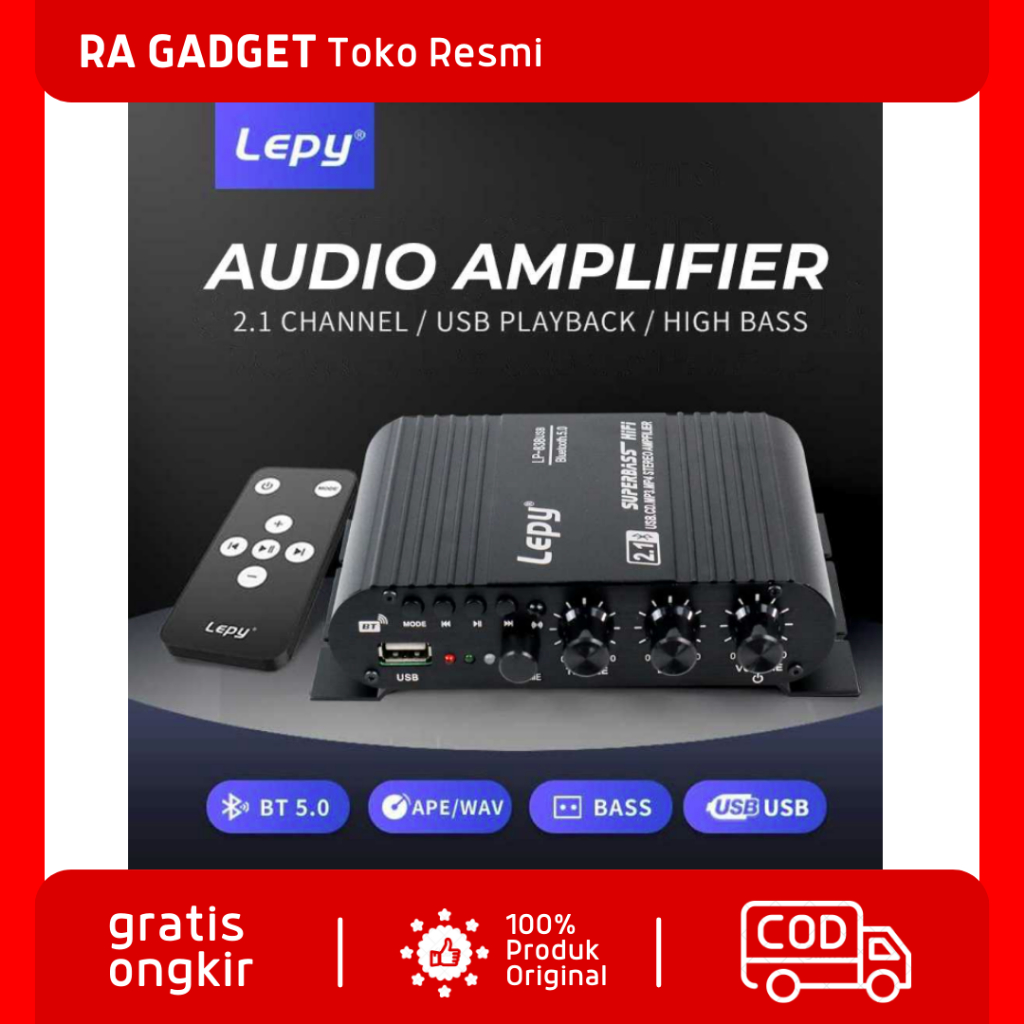 Jual Lepy Audio Amplifier Bluetooth USB HiFi Sound Booster Treble Bass ...