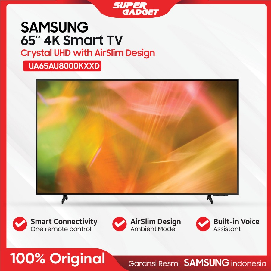 Jual Samsung Smart TV 65 Inch Crystal UHD 4K AU8000 65" with AirSlim Design UA65AU8000KXXD ...