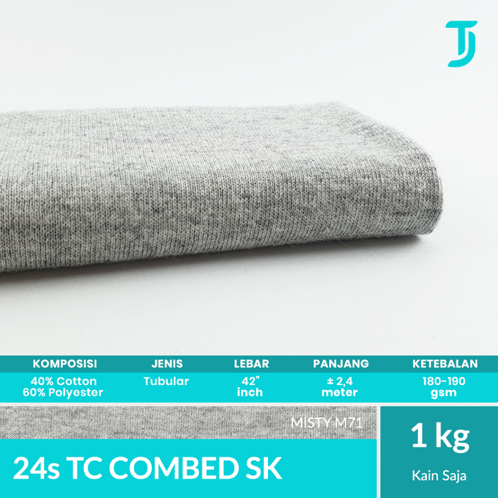 Jual 24s TC Tetoron Cotton Combed Single Knit | Kain Bahan Kaos | 1 Kg ...