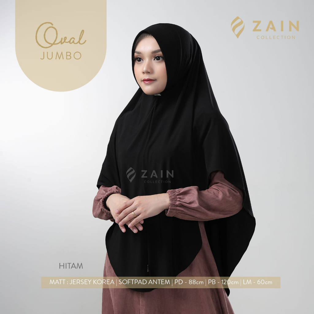 Jual Oval Jumbo - Jilbab Khimar Instan Syari Oval Jumbo Ori Zain Collection | Shopee Indonesia