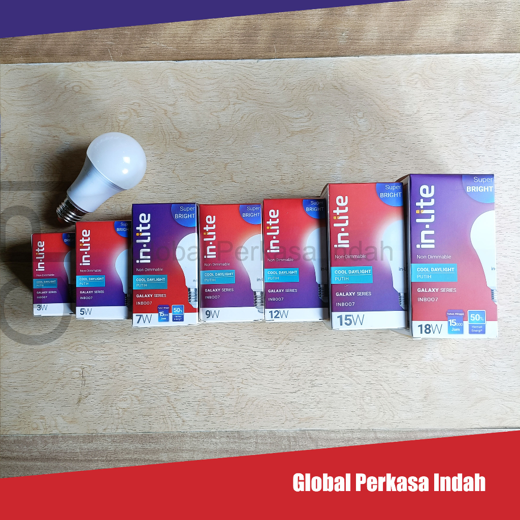Jual INLITE LAMPU BOHLAM LED BULB 3W 5W 7W 9W 12W 15W 18W INB007 PUTIH ...