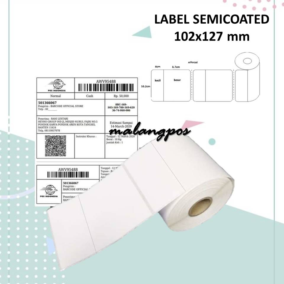 Jual Label Barcode Resi JNE 102x127 isi 500 Sticker Semicoat 102x127 ...
