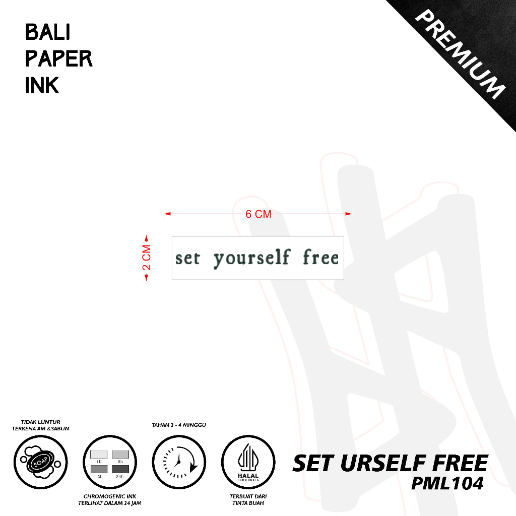 Jual Bali Paper Ink PML104 Letter Set Yourself Free Fruit Ink Tatto ...