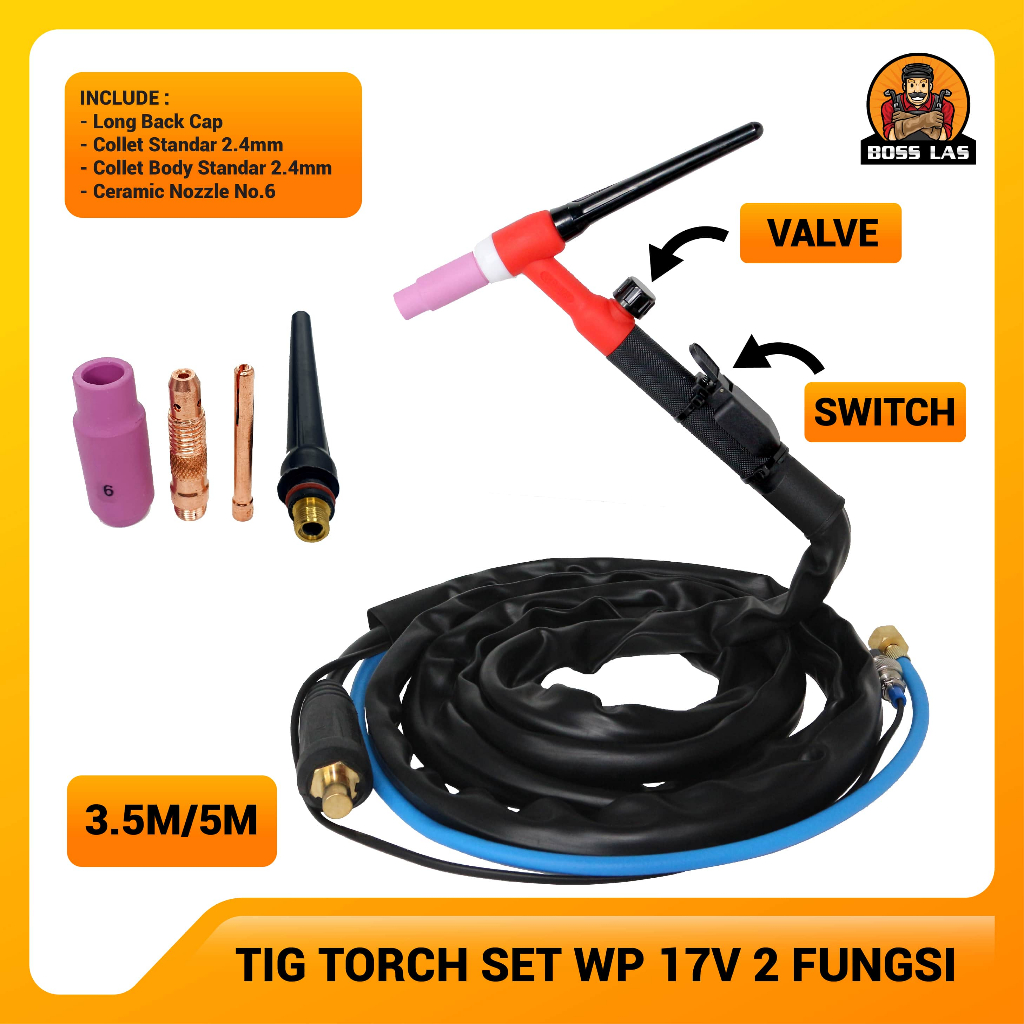 Jual TITAN Tig Torch Stang Las Argon WP 17 2 Fungsi 3,5M dan 5M / Tang ...