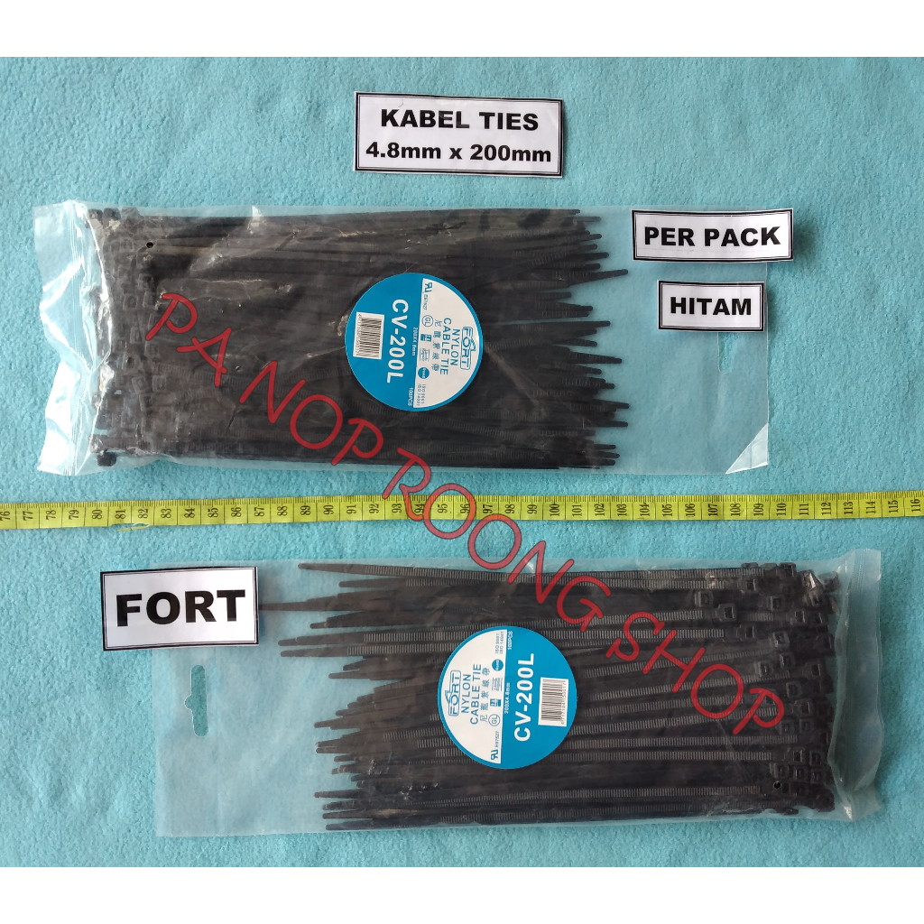 Jual KABEL TIES 4.8X 200MM HITAM FORT HARGA PER PACK ( 100 PCS ...