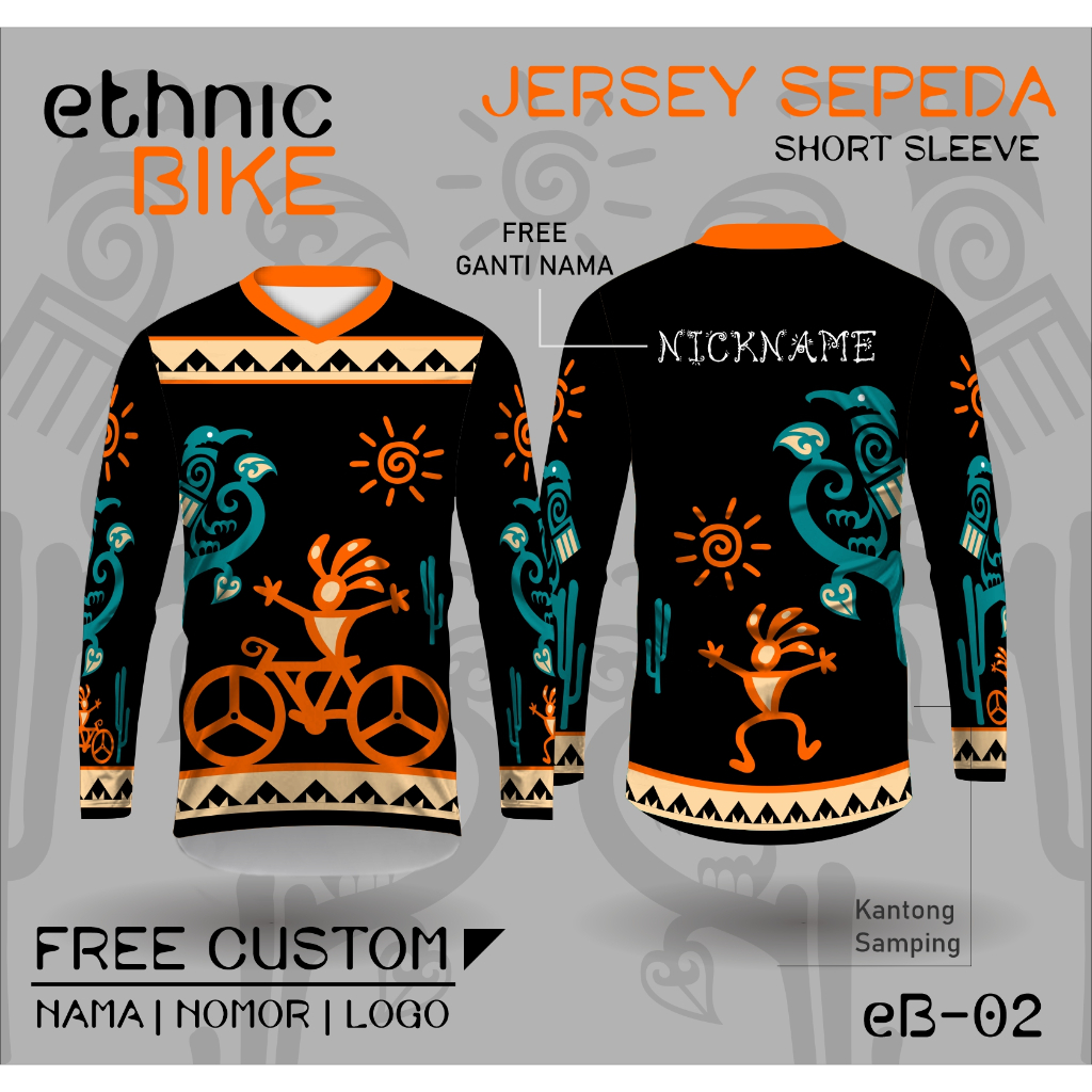 Jual Jersey sepeda ethnic bike baju kaos gowes etnik lengan panjang ...