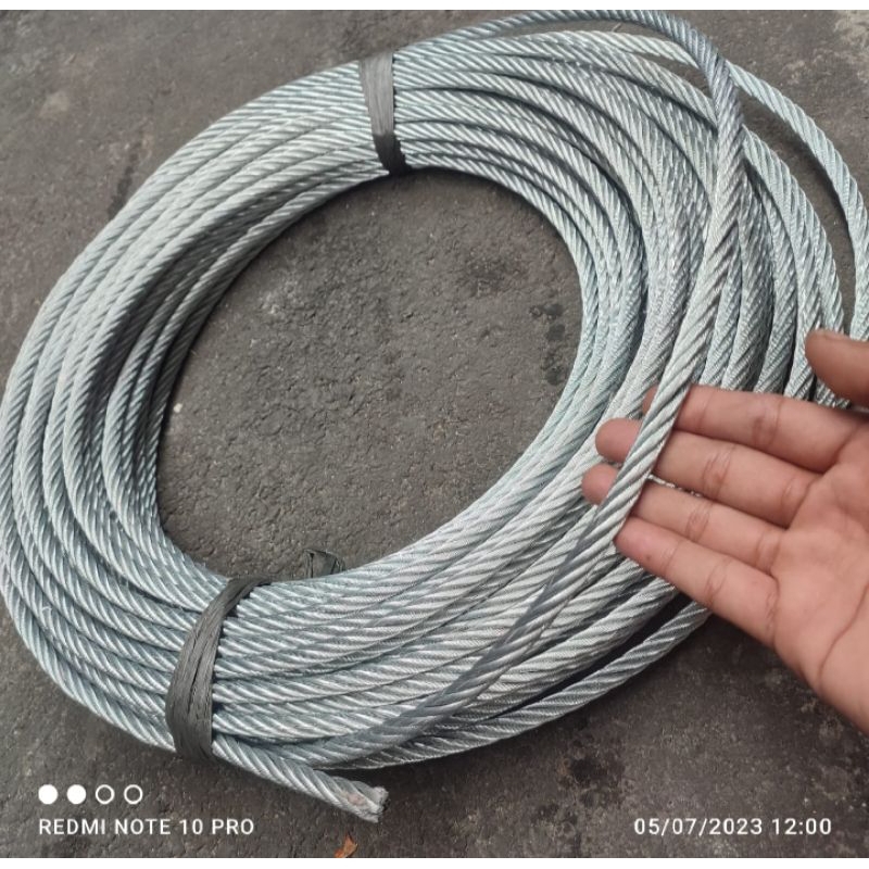 Jual Kawat Sling Galvanis 10mm / kawat seling baja galvanis 10mm + Serabut | Shopee Indonesia