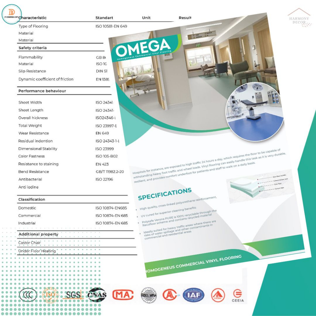 Jual OMEGA VINYL ROLL HOMOGENEOUS SHEET/VINYL RUMAH SAKIT/ANTI ...