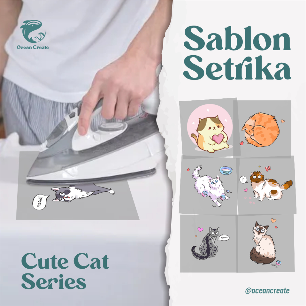 Jual Sablon DTF Setrika - Cute Cat Series (High Resolution) | Shopee ...